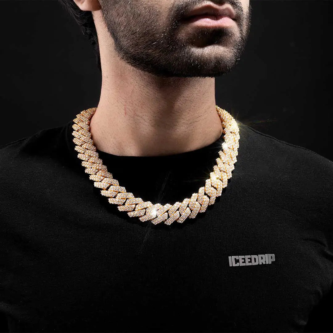 Prong Cuban Link Chain - 19MM 3-Row Link Chain | ICEEDRIP